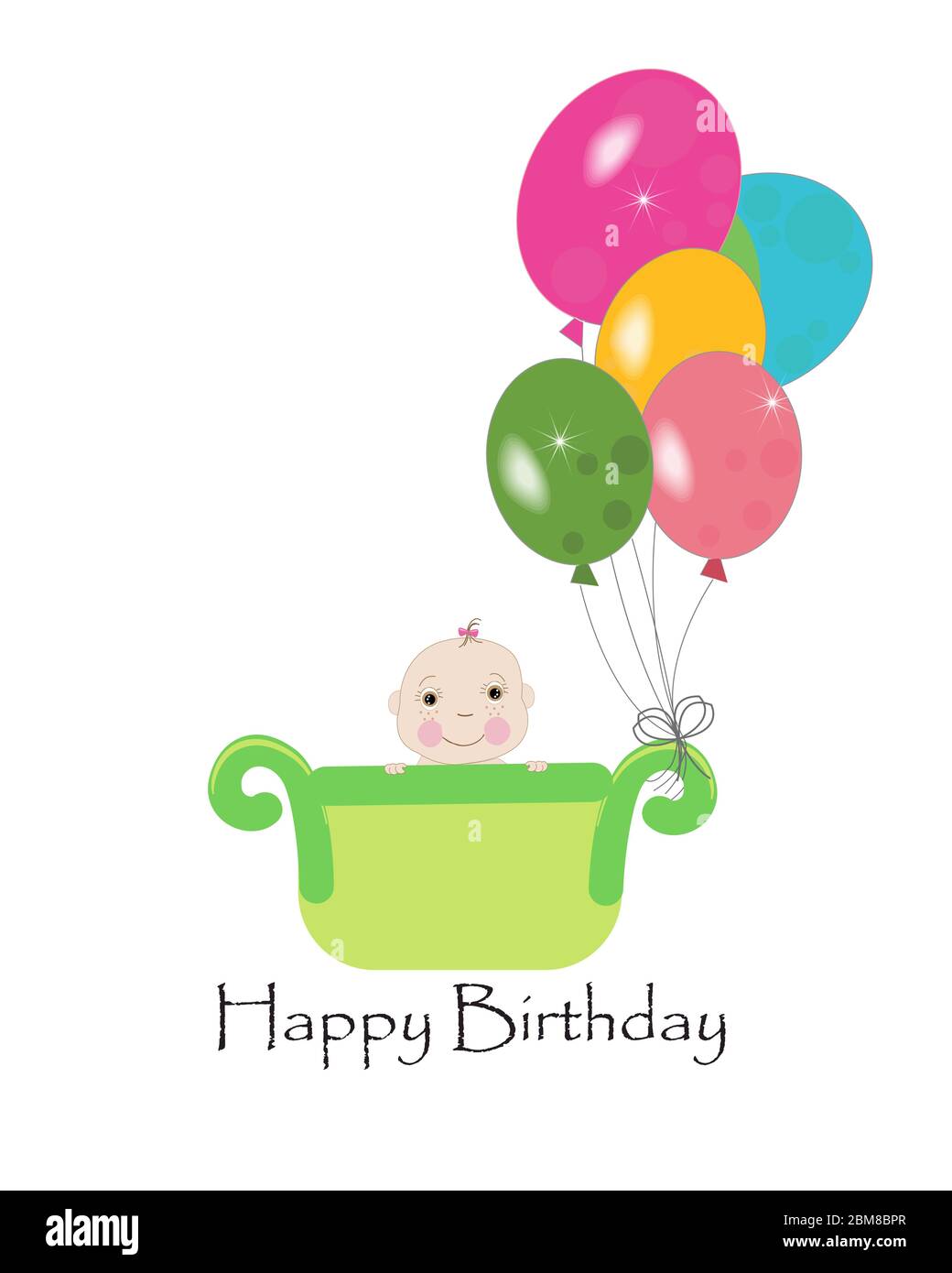 Happy first birthday greeting card with baby vector Stock Vector Image ...