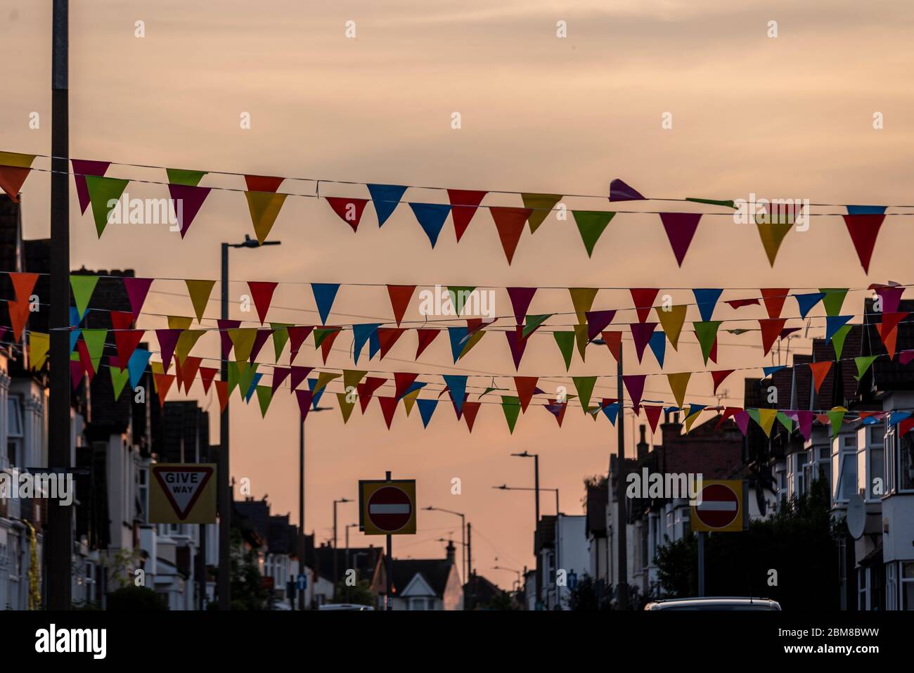 VE Day 75th anniversary bunting street decoration ready for the ...