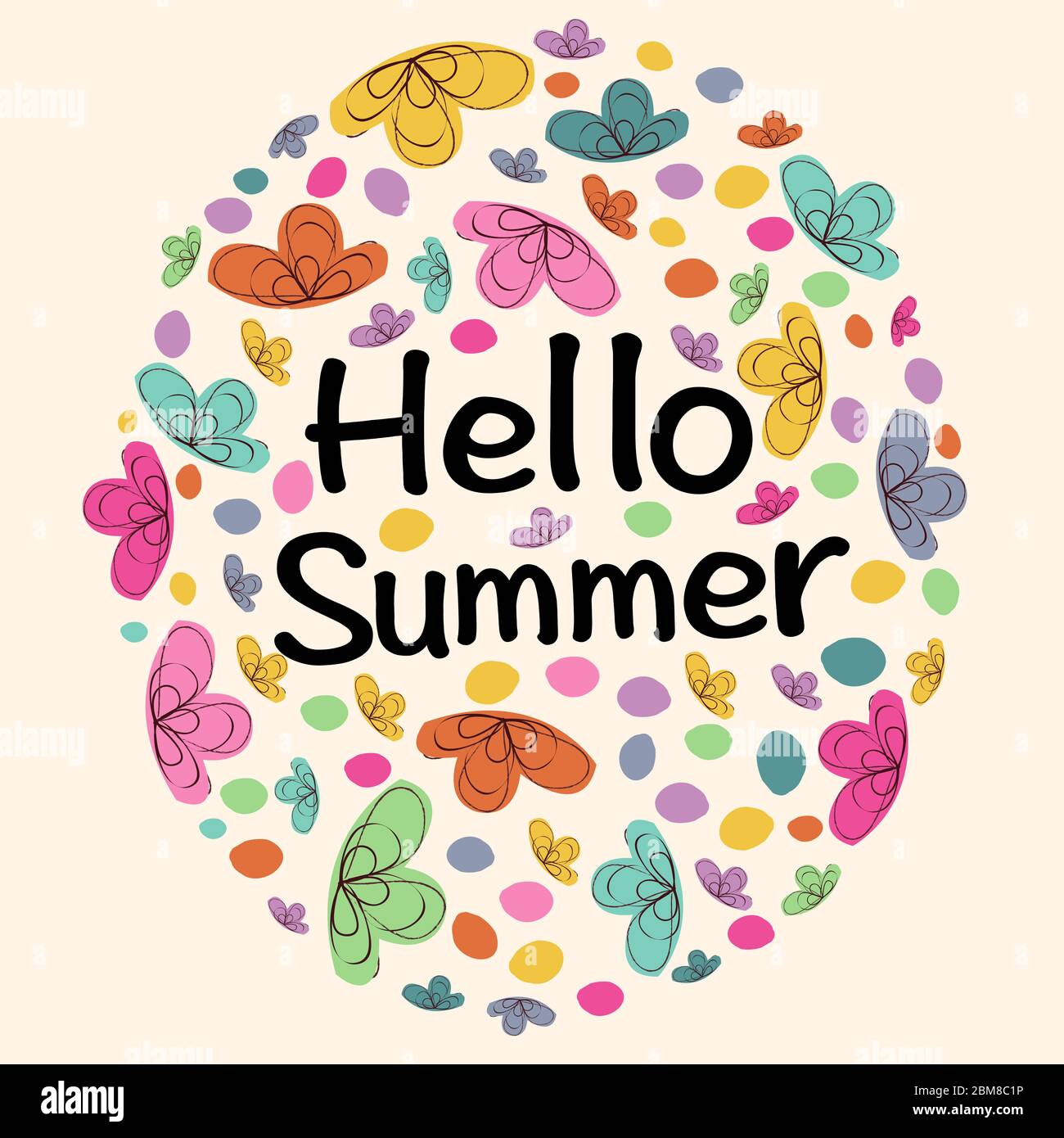 Hello Summer colorful flowers abstract background Stock Vector Image ...