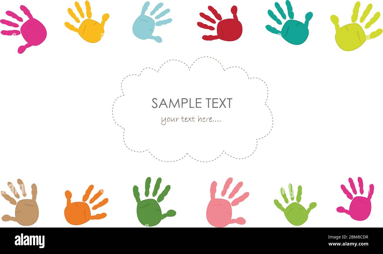 Colorful baby hand prints greeting card Stock Vector Image & Art - Alamy
