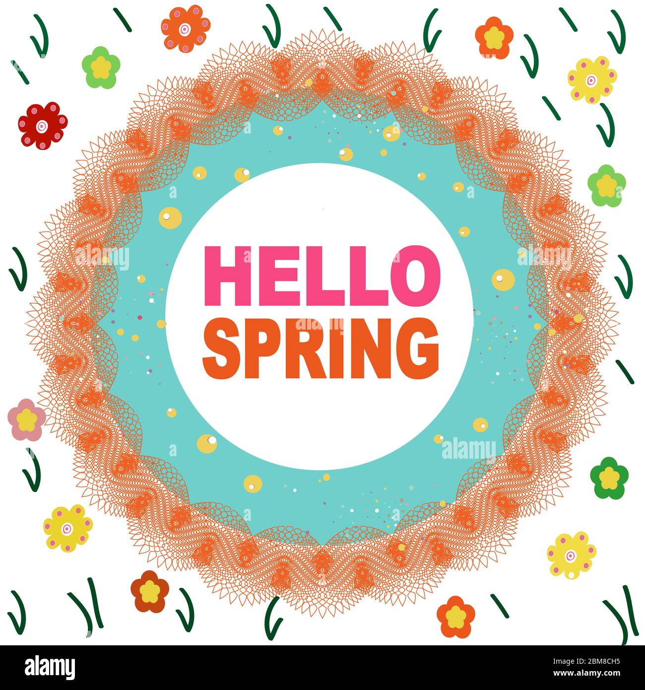 Elegant colorful frame with spring flowers welcome spring card vector ...