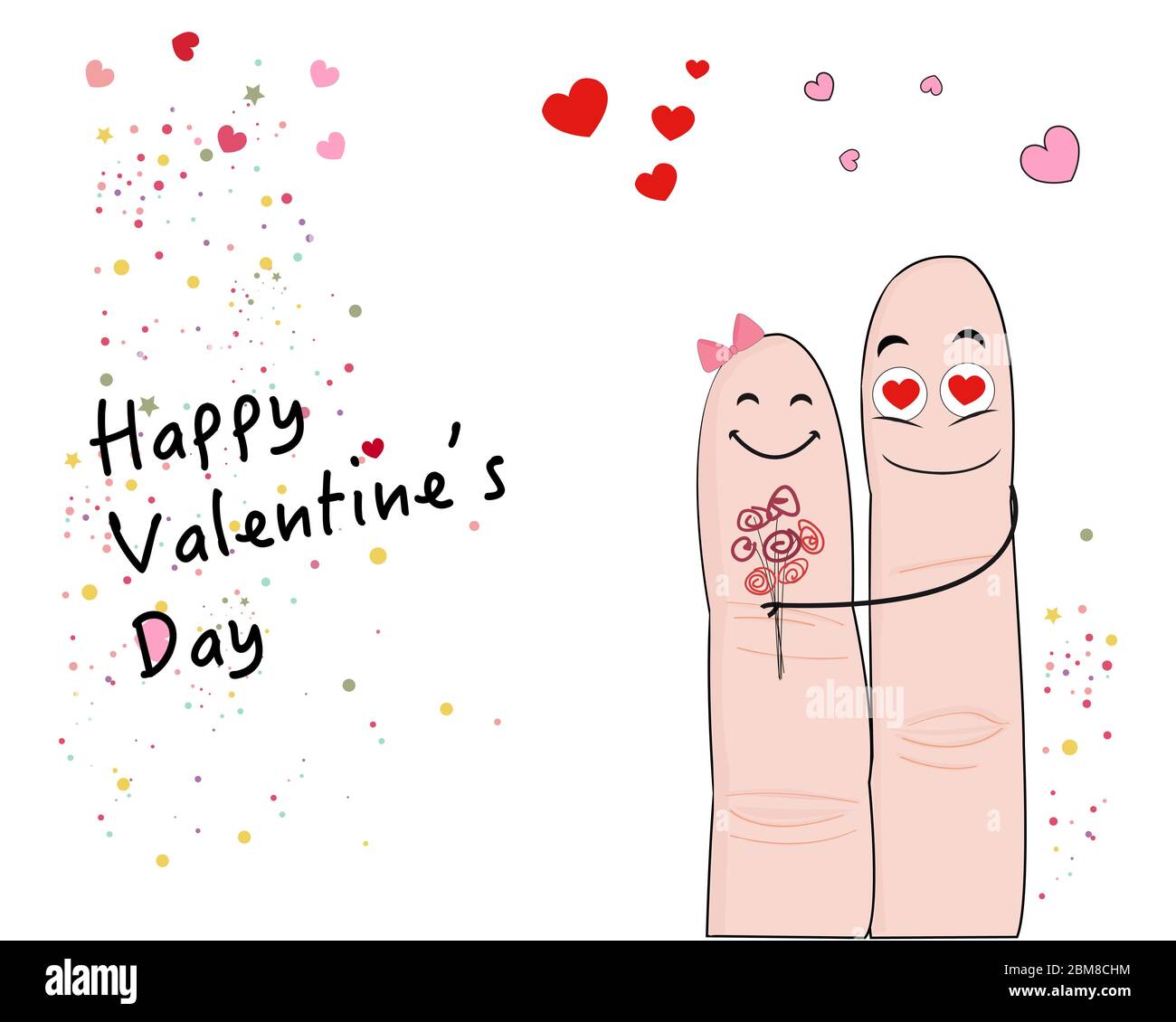 Cute finger cartoon valentine day's greeting card vector Stock Vector ...