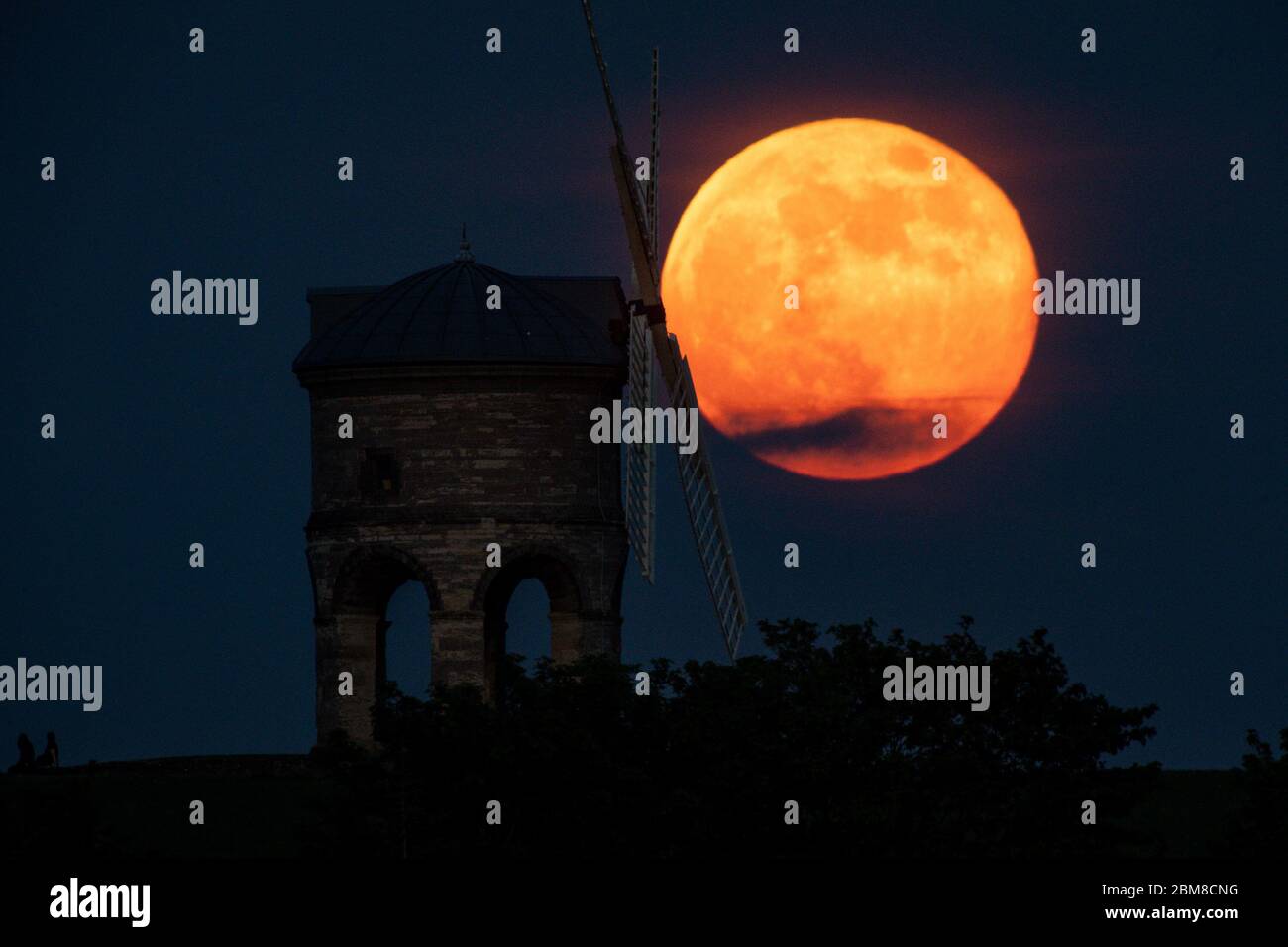 The full moon, also known as the Supermoon or Flower Moon, rises over ...