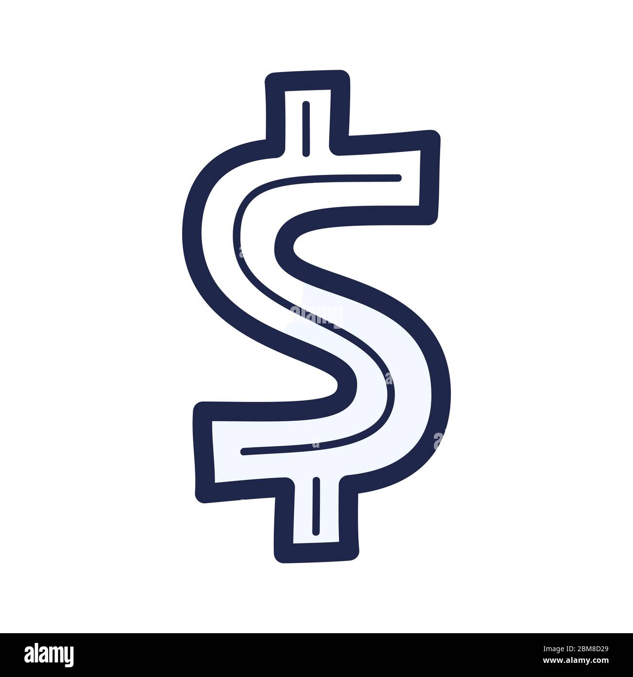 Outline dollar sign vector cartoon illustration isolated on white ...