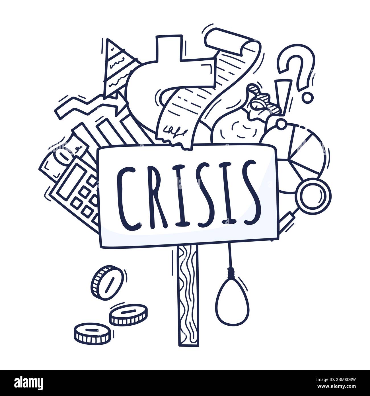 The concept of an economic crisis. Vector illustration in cartoon style ...