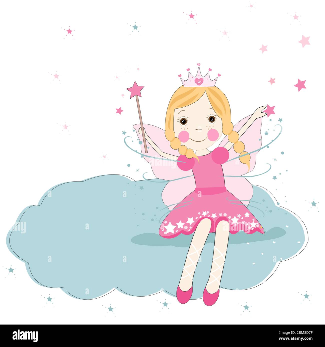 Cute fairy tale sitting on the cloud vector Stock Vector Image & Art ...