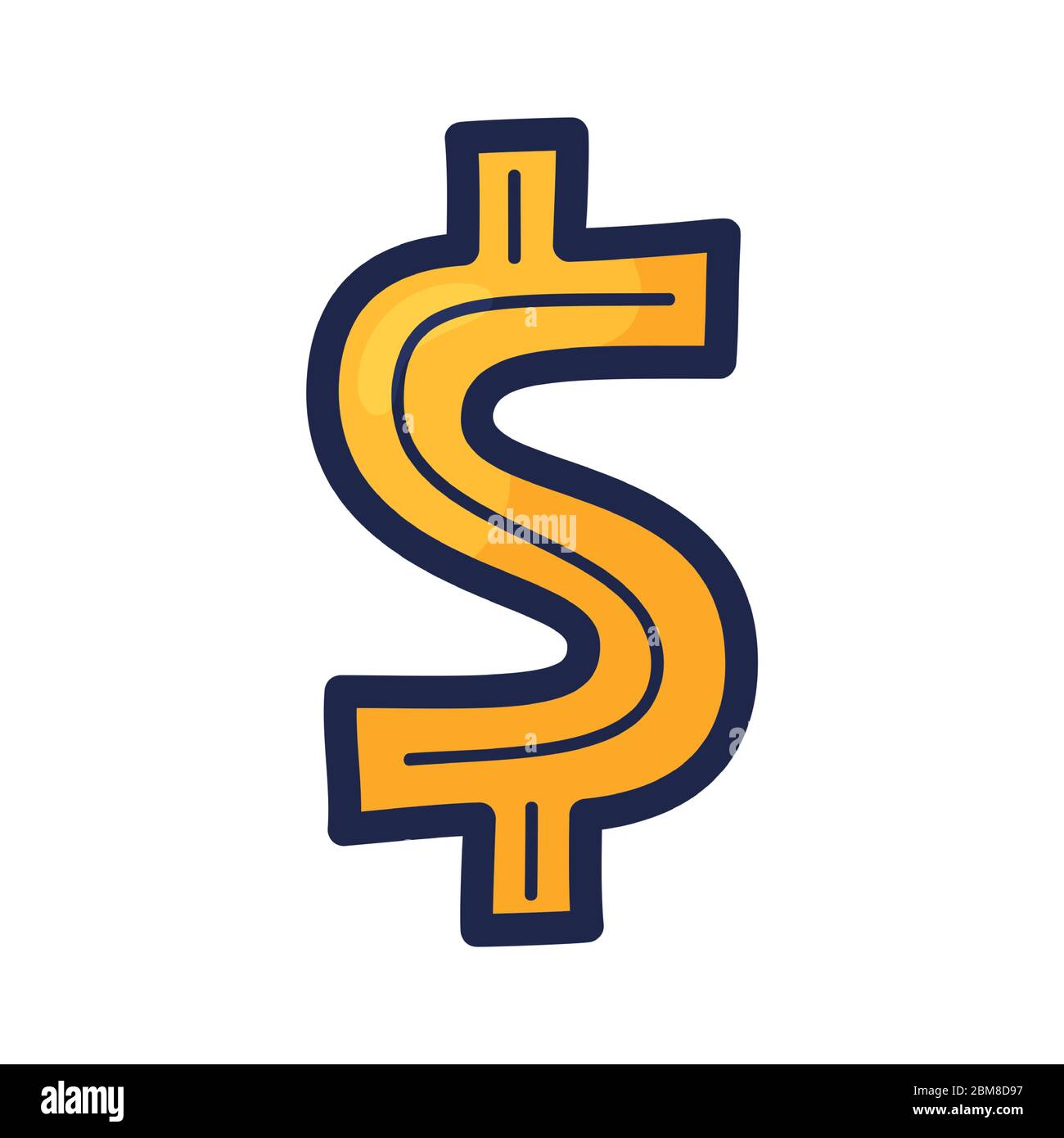 Golden dollar sign vector cartoon illustration isolated on white ...