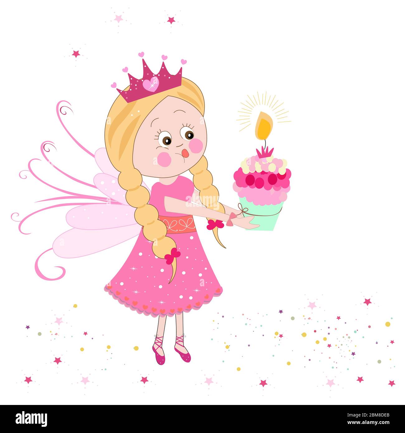 Cute fairy tale with birthday cake vector Stock Vector Image & Art - Alamy