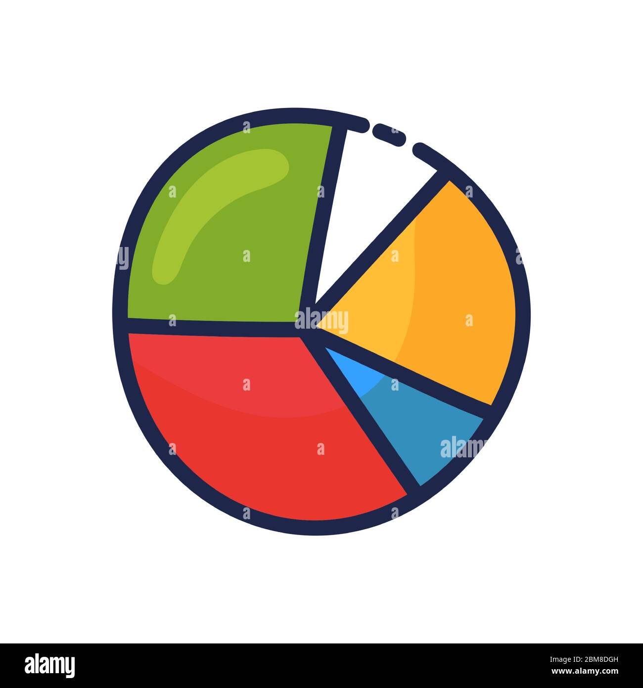 Simple doodle of a pie chart. Cartoon hand draw vector illustration ...