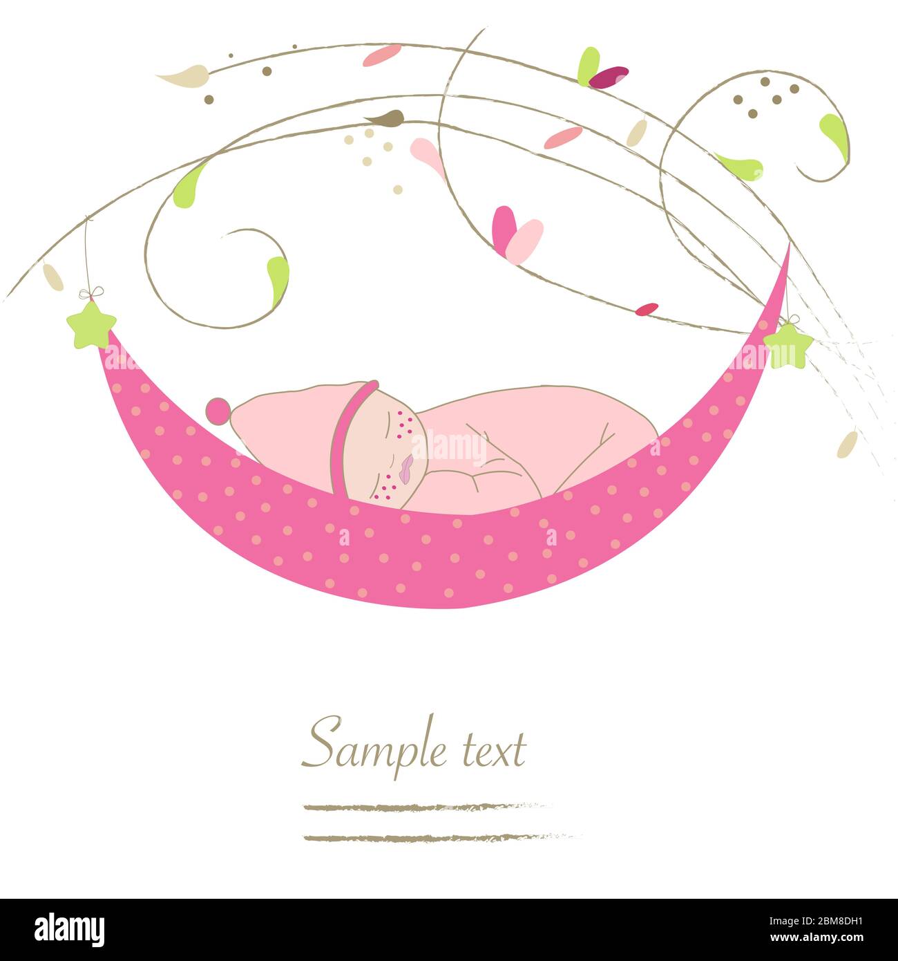 Newborn baby cradle greeting card vector Stock Vector Image & Art - Alamy