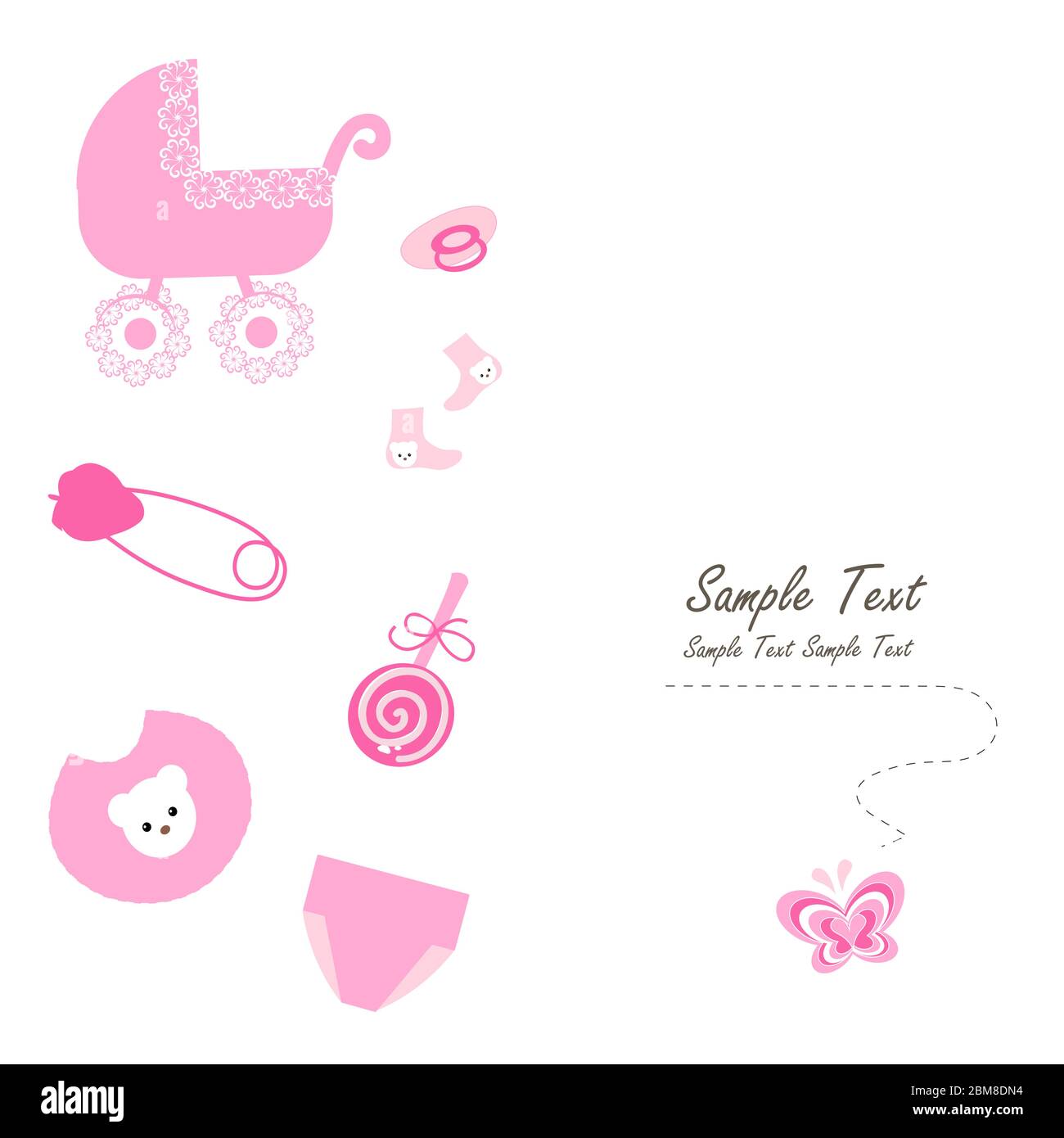 Newborn baby girl symbols vector card Stock Vector Image & Art - Alamy