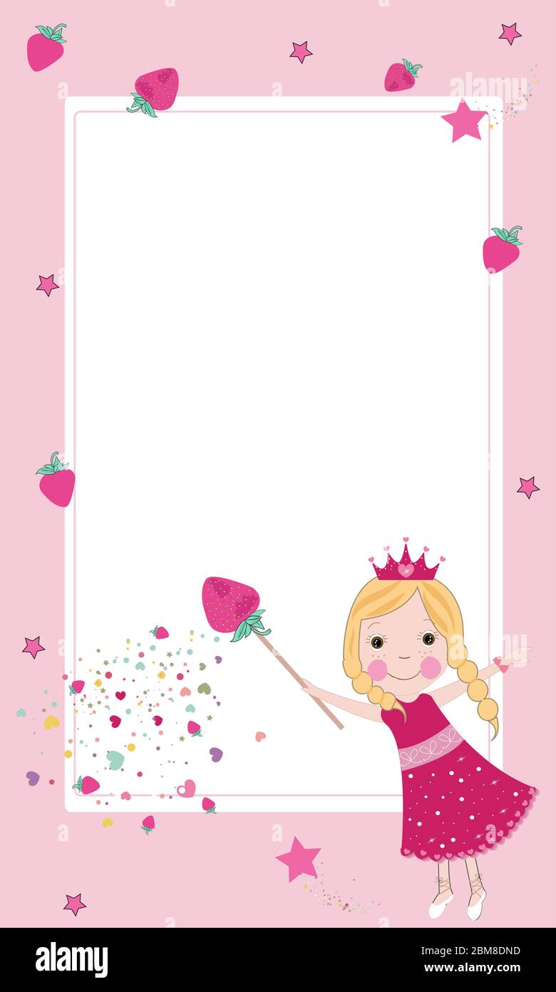 Cute strawberry fairy frame vector Stock Vector Image & Art - Alamy