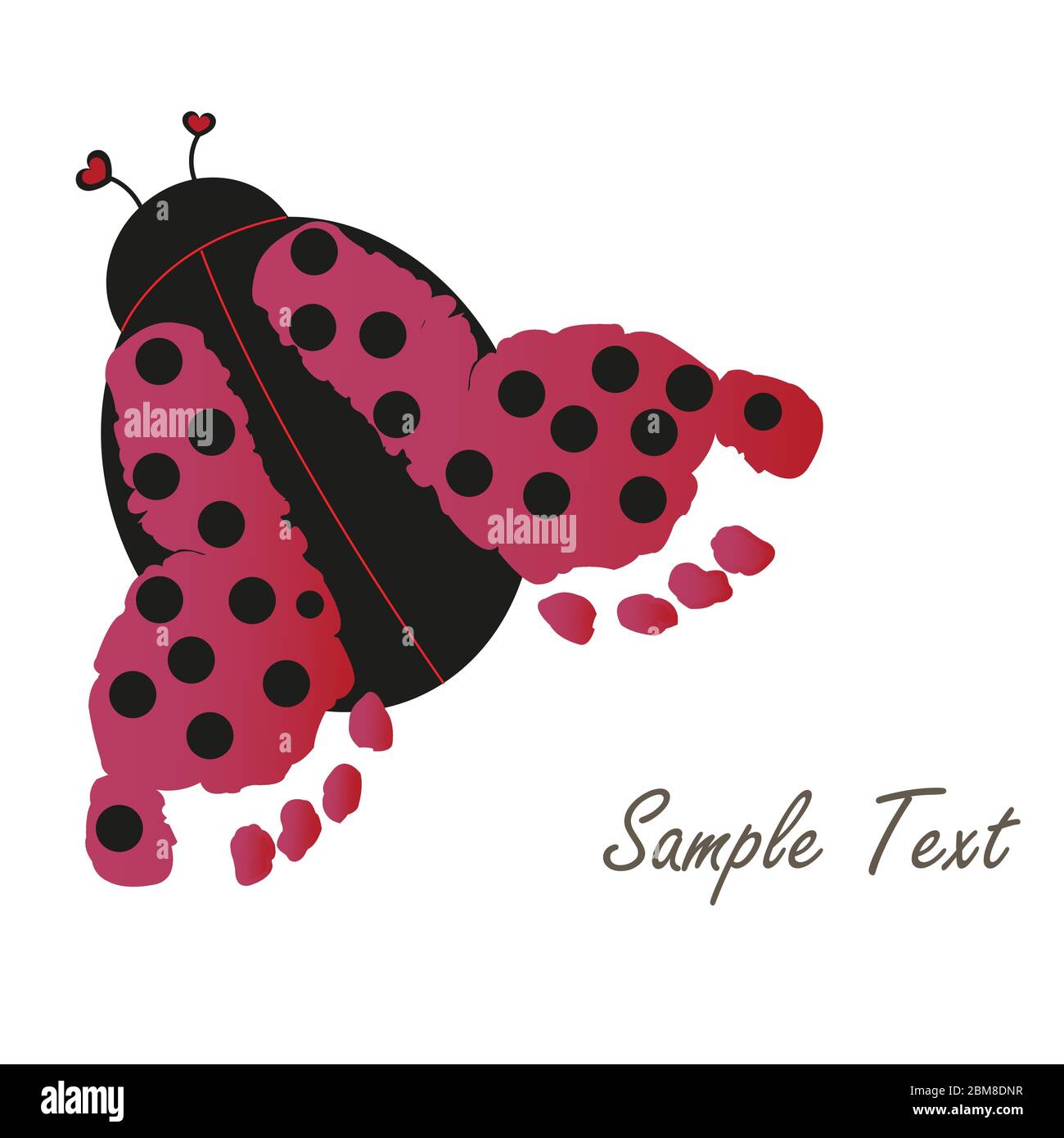 Baby footprint with ladybug vector greeting card Stock Vector Image ...