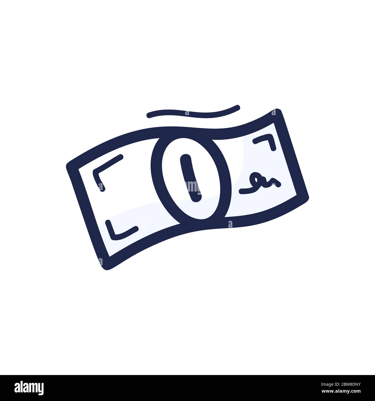 Dollar banknote cartoon doodle style. Line Vector illustration icon ...