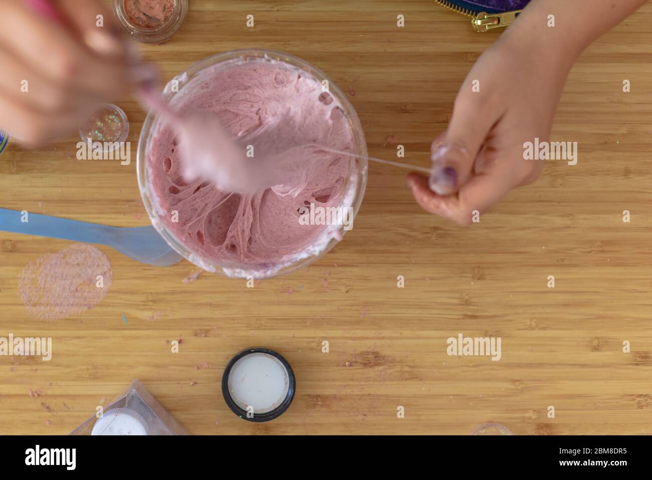 Kids Have Fun Learning At Home Making Slime In A Creative Science