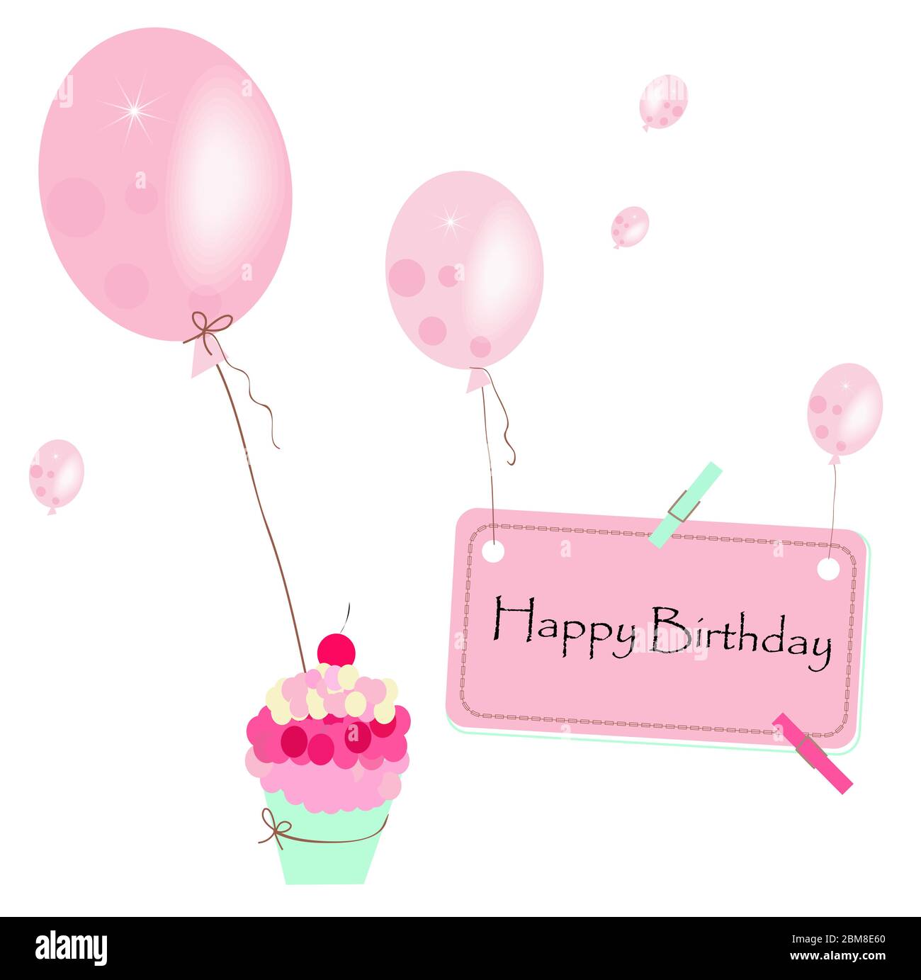 Happy birthday greeting card with cake, balloon and place for text ...