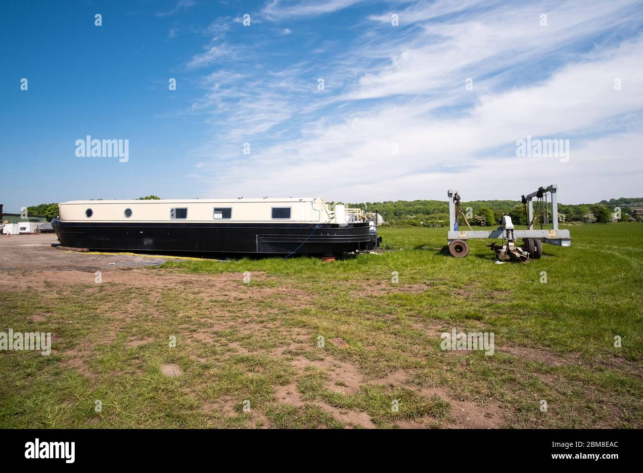 New built canal barge on dry land Stock Photo - Alamy