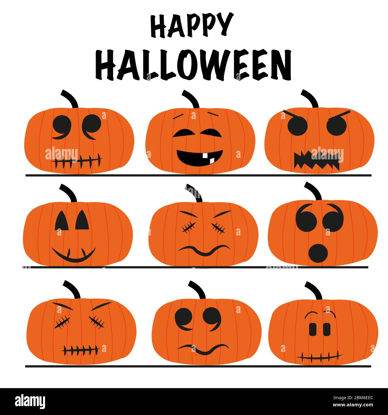 Happy halloween funny pumpkins vector Stock Vector Image & Art - Alamy