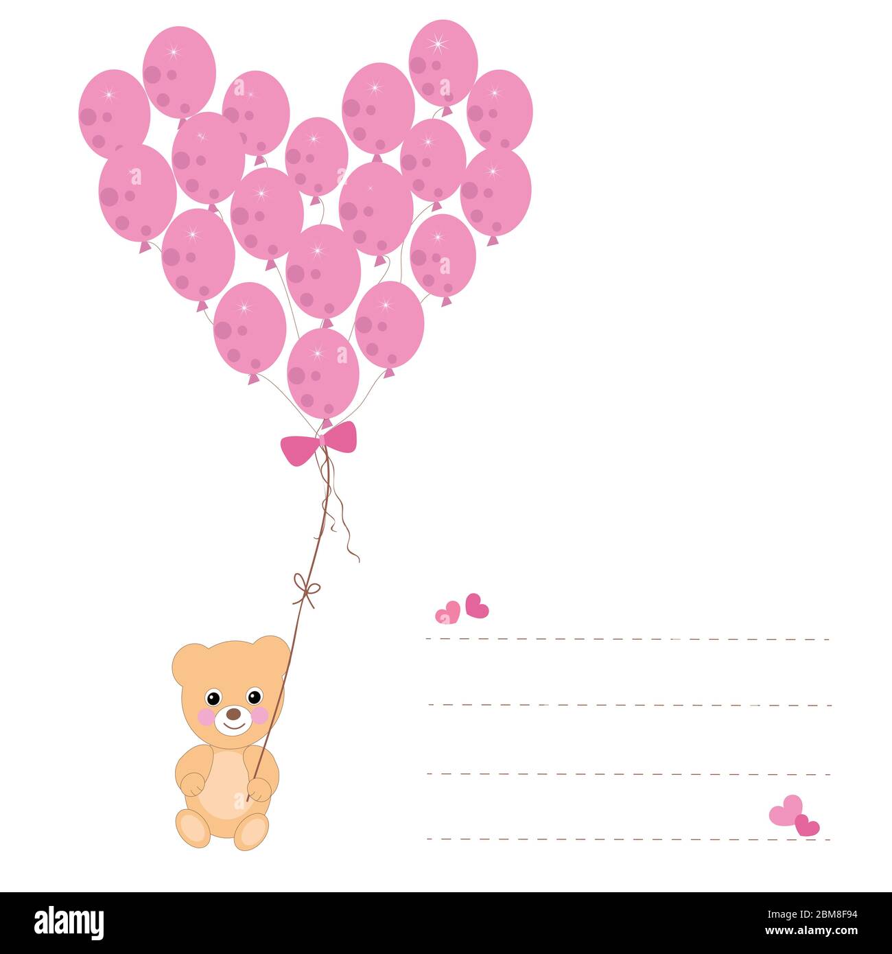 Heart balloons with teddy bear greeting card Stock Vector Image & Art ...