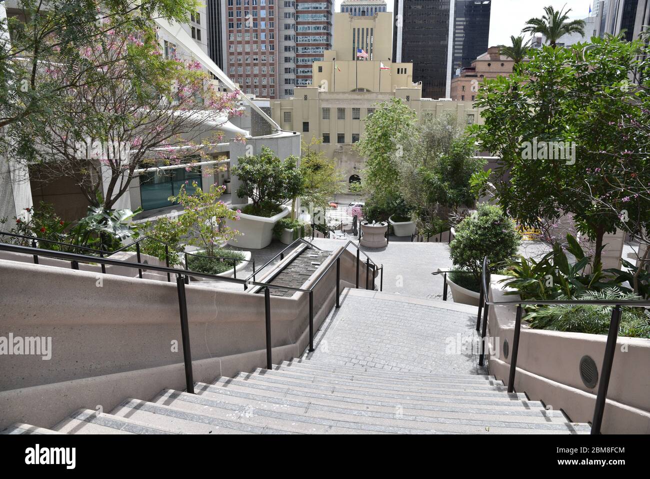 Los Angeles, CA/USA - April 9, 2020: The famous Bunker Hill steps in ...