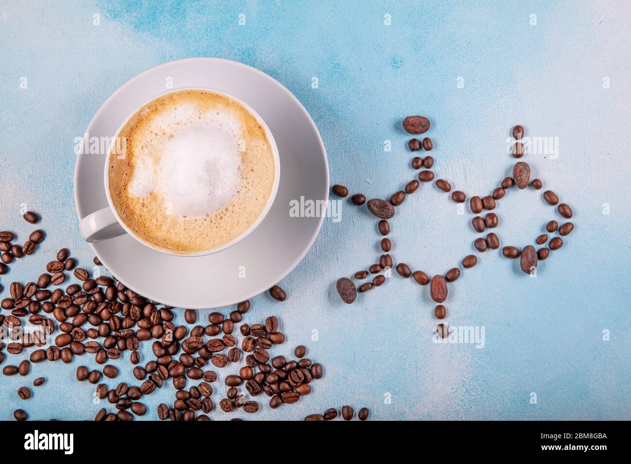 a cup of coffee with caffeine molecule created by coffee beans ...