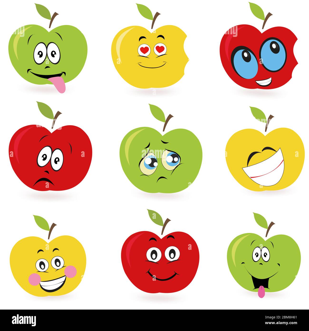 Apples cartoon expressions smileys vector Stock Vector Image & Art - Alamy