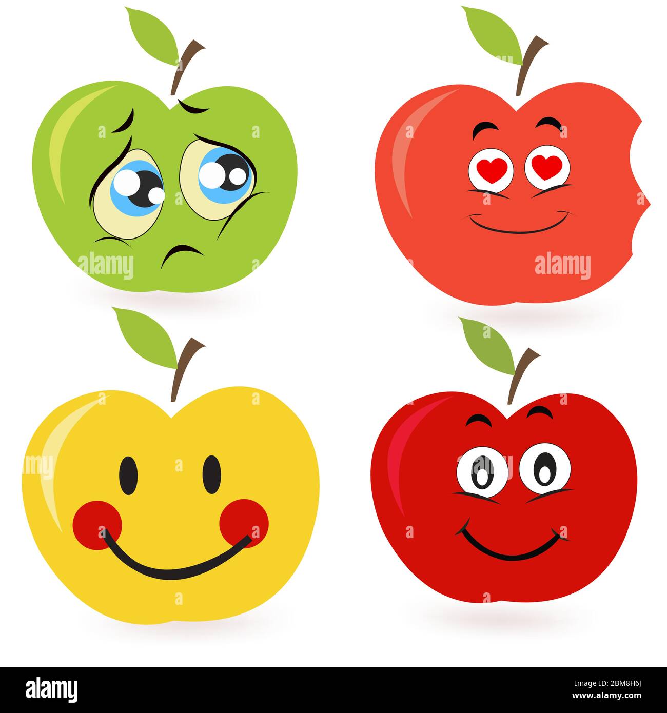 funny apples fruits set vector illustration Stock Vector Image & Art ...