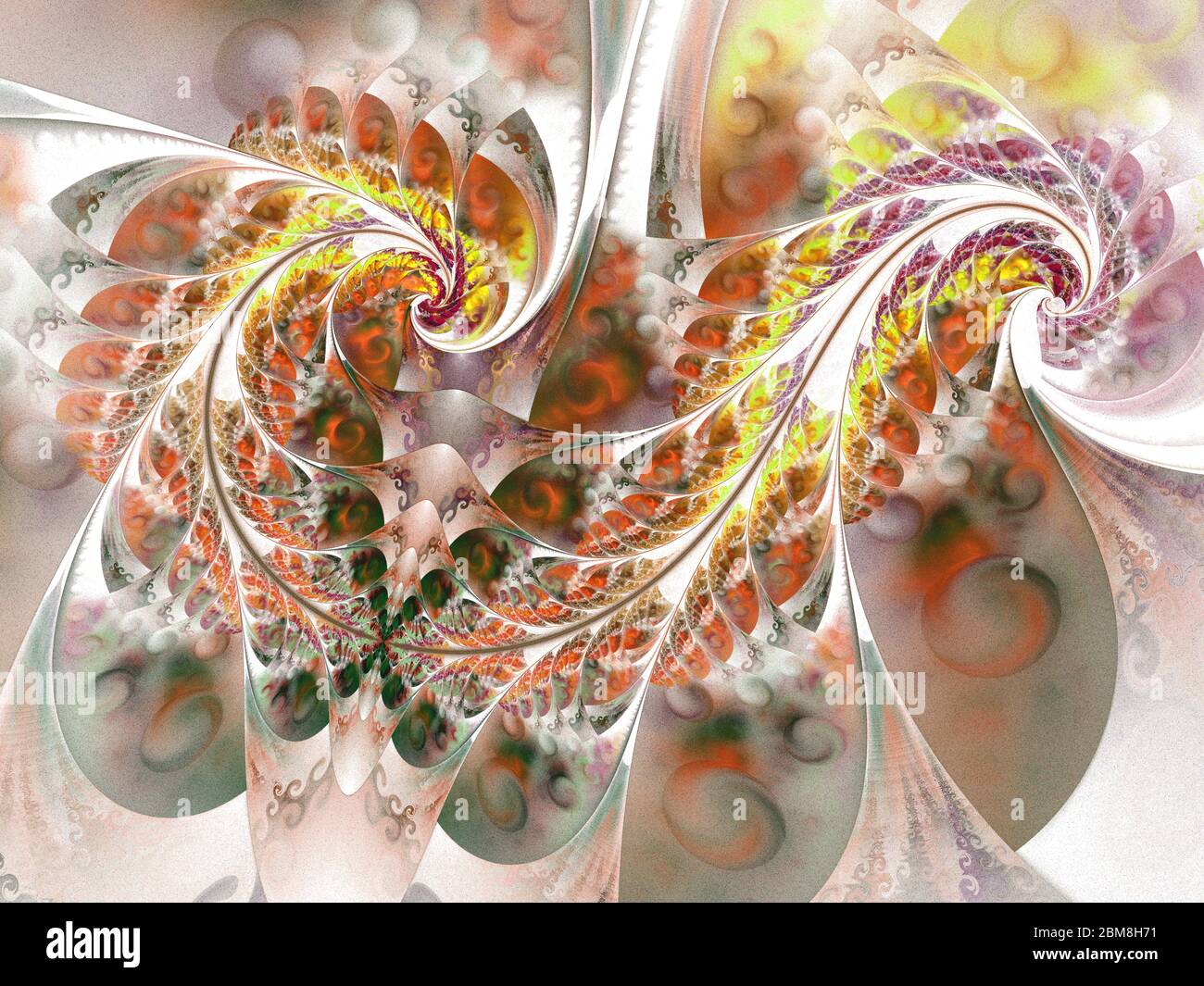 Dynamic flowing natural forms. Flowers and spirals. Mysterious ...