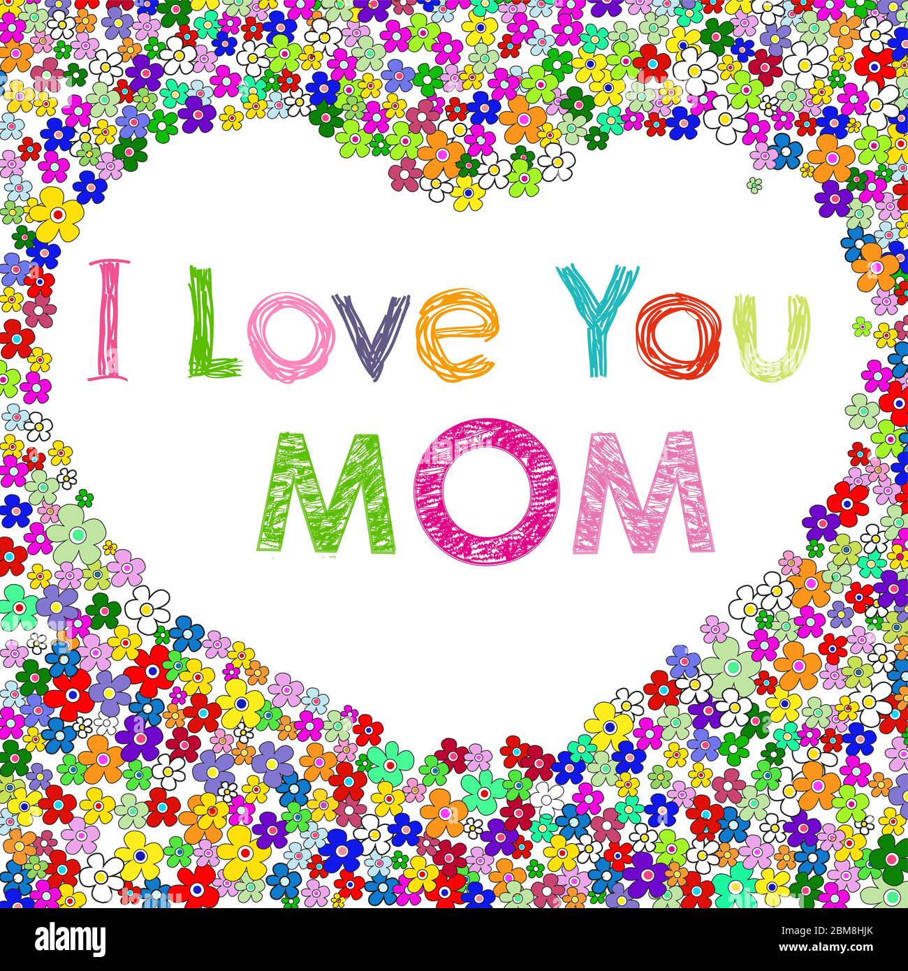 Cute colorful flower background i love you mom Stock Vector Image & Art - Alamy