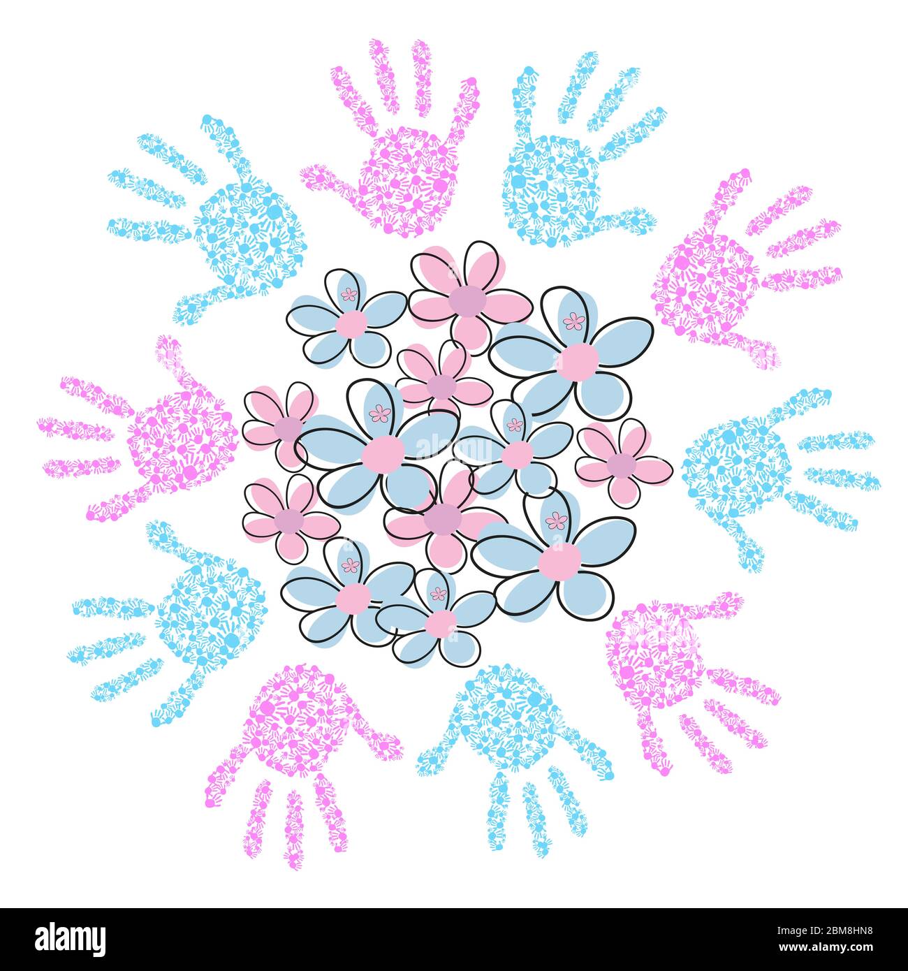 kids hands with flower vector Stock Vector Image & Art - Alamy