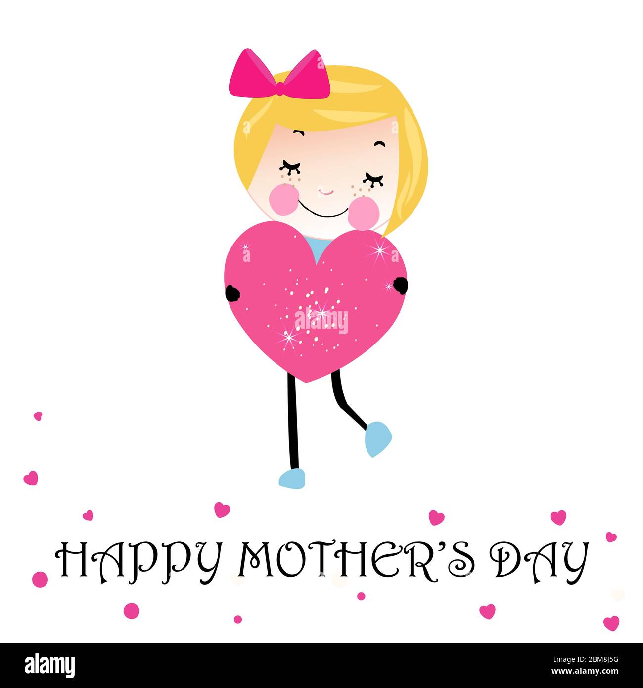 Happy mother's day card lovely girl with heart Stock Vector Image & Art ...