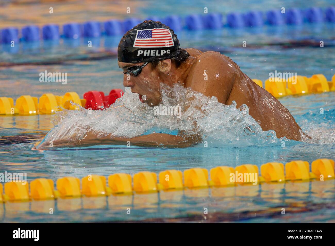 Michael Phelps (USA) during the breaststorke leg in the 400m IM where ...