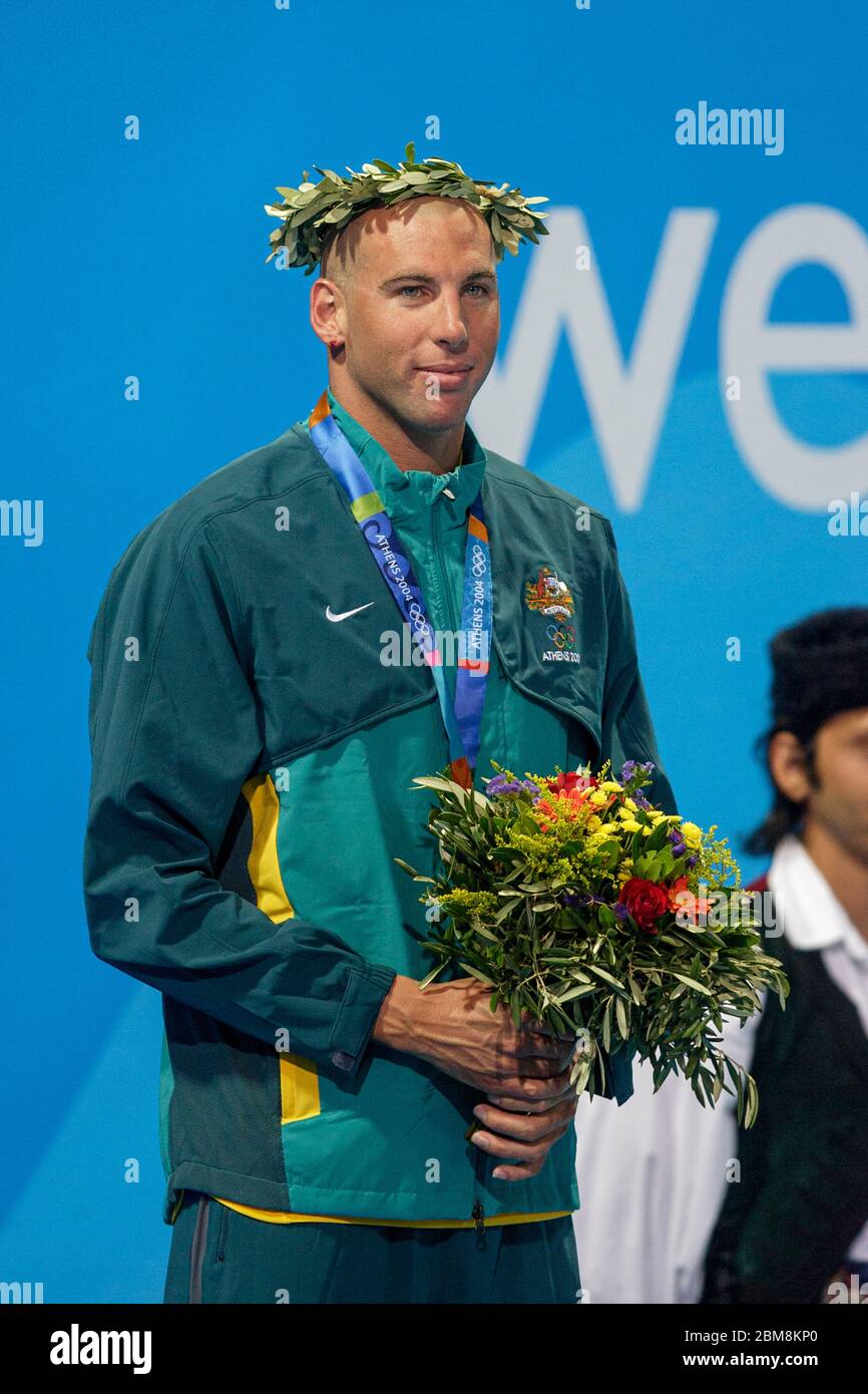 Grant Hackett (AUS) wins the silver medal in the Men's 400 metre ...