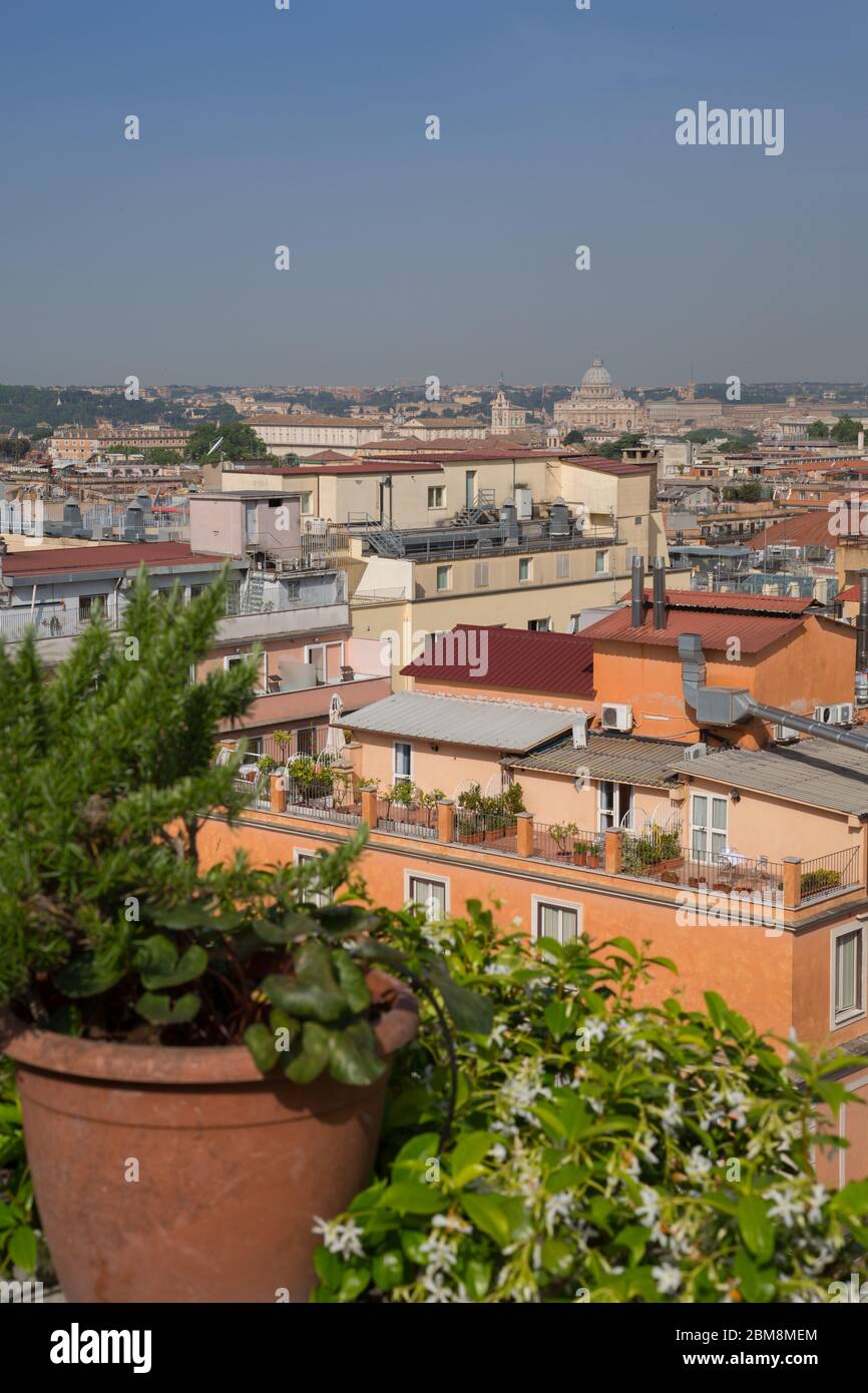View over Rome from hotel terrace, Rome, Lazio, Italy, Italy, Europe ...