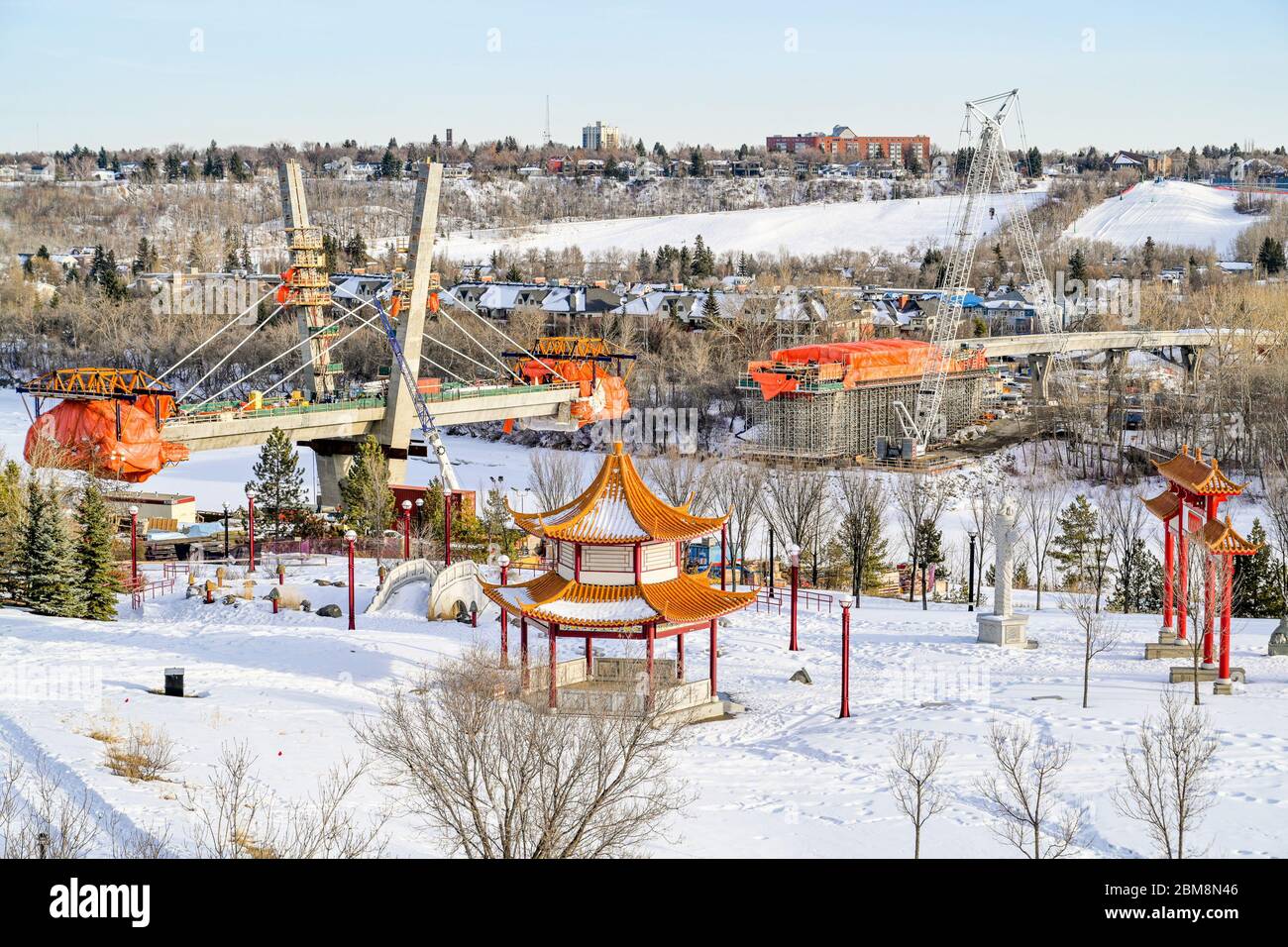 Construction of Valley Line LRT Tawatinâ Bridge, Edmonton, Alberta ...
