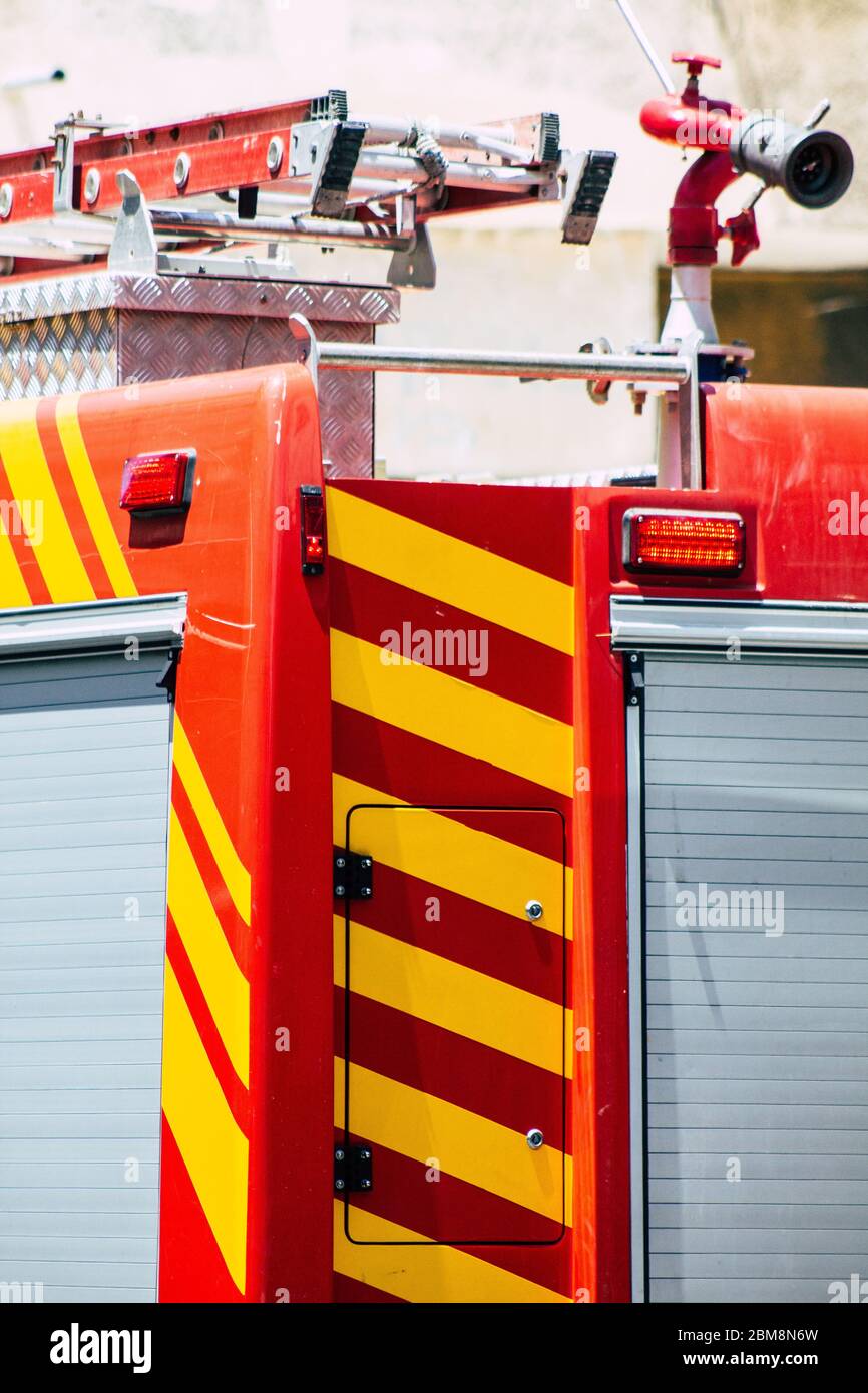 Tel Aviv Israel July 22, 2019 View of a Israeli fire truck parked in ...