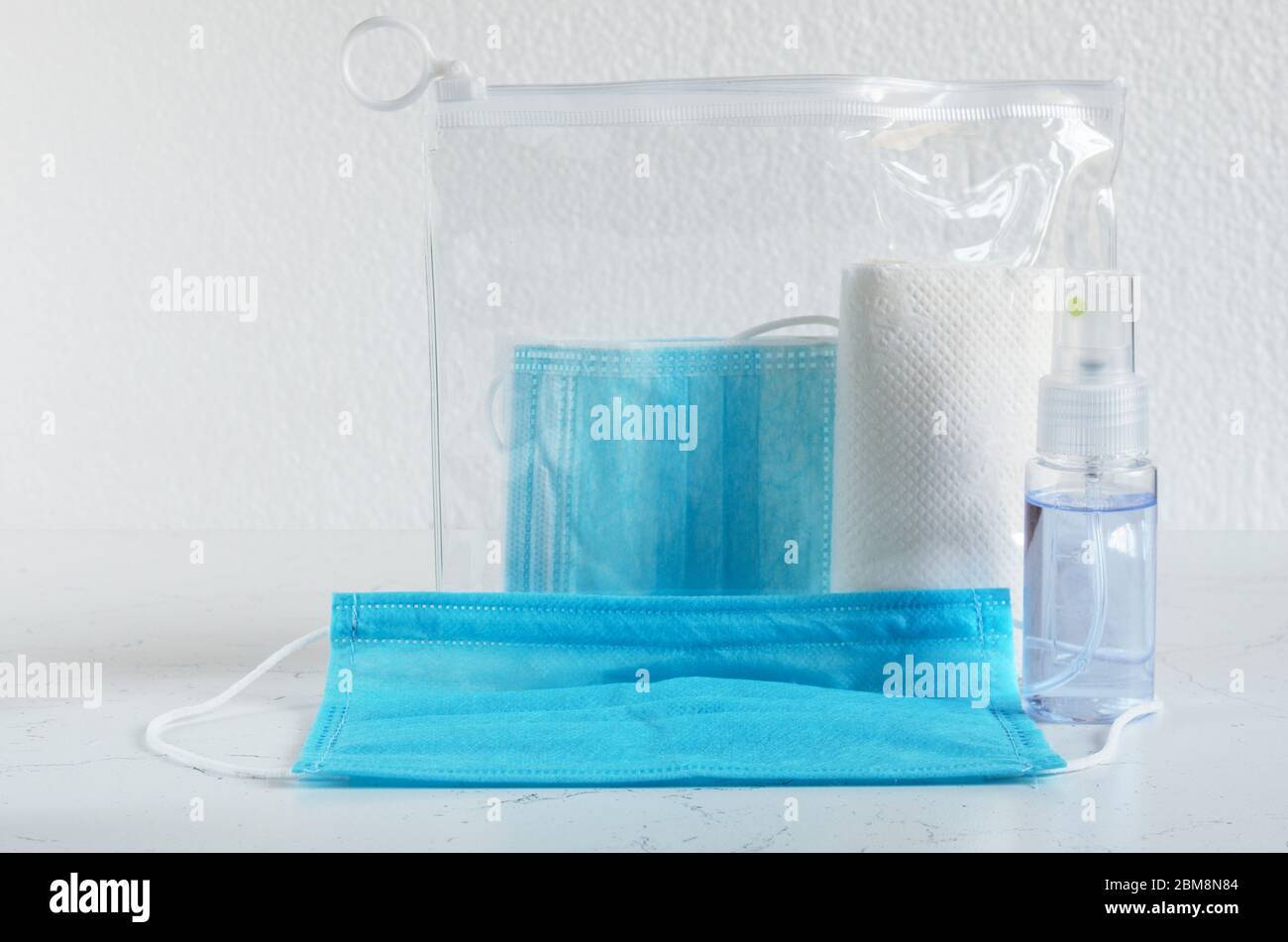 Set in the vacuum package. Paper napkin, medical mask, decontamination ...