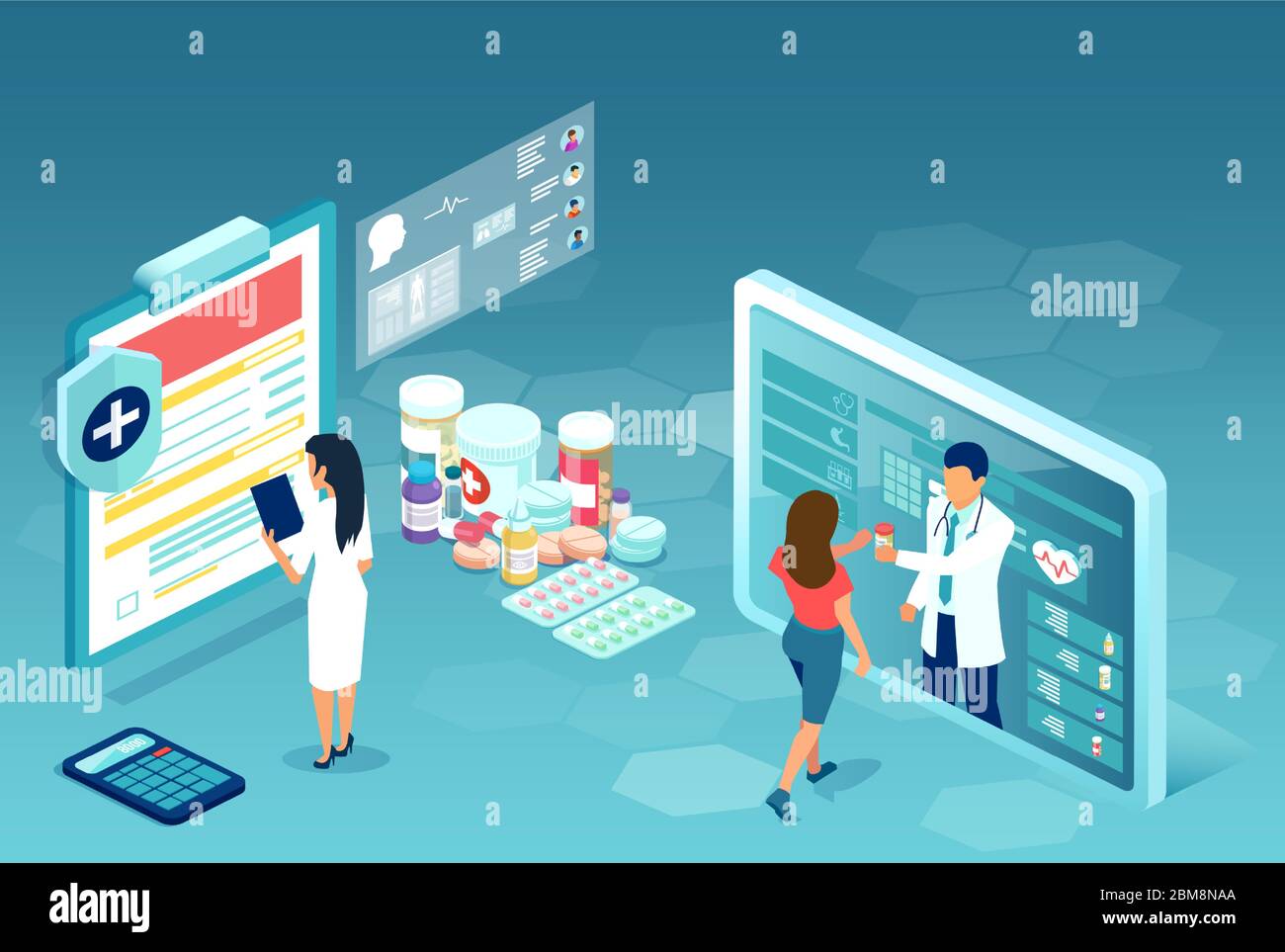 Order medicine over the internet. Vector of online pharmacy, with ...