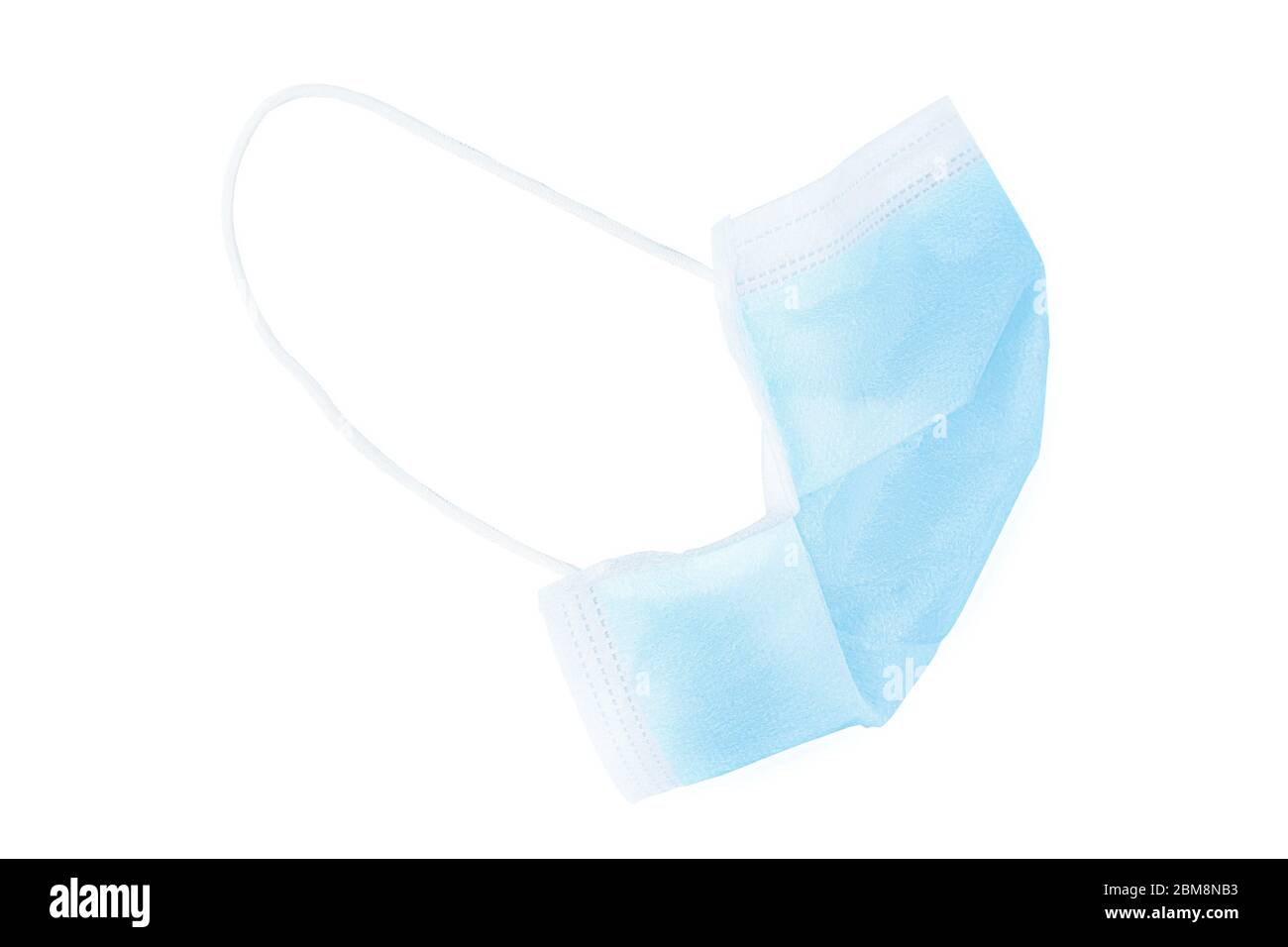 Light blue medical face mask side view. Isolated on white, clipping ...