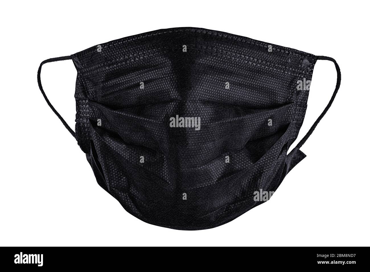 Black medical face mask front view. Isolated on white, clipping path ...