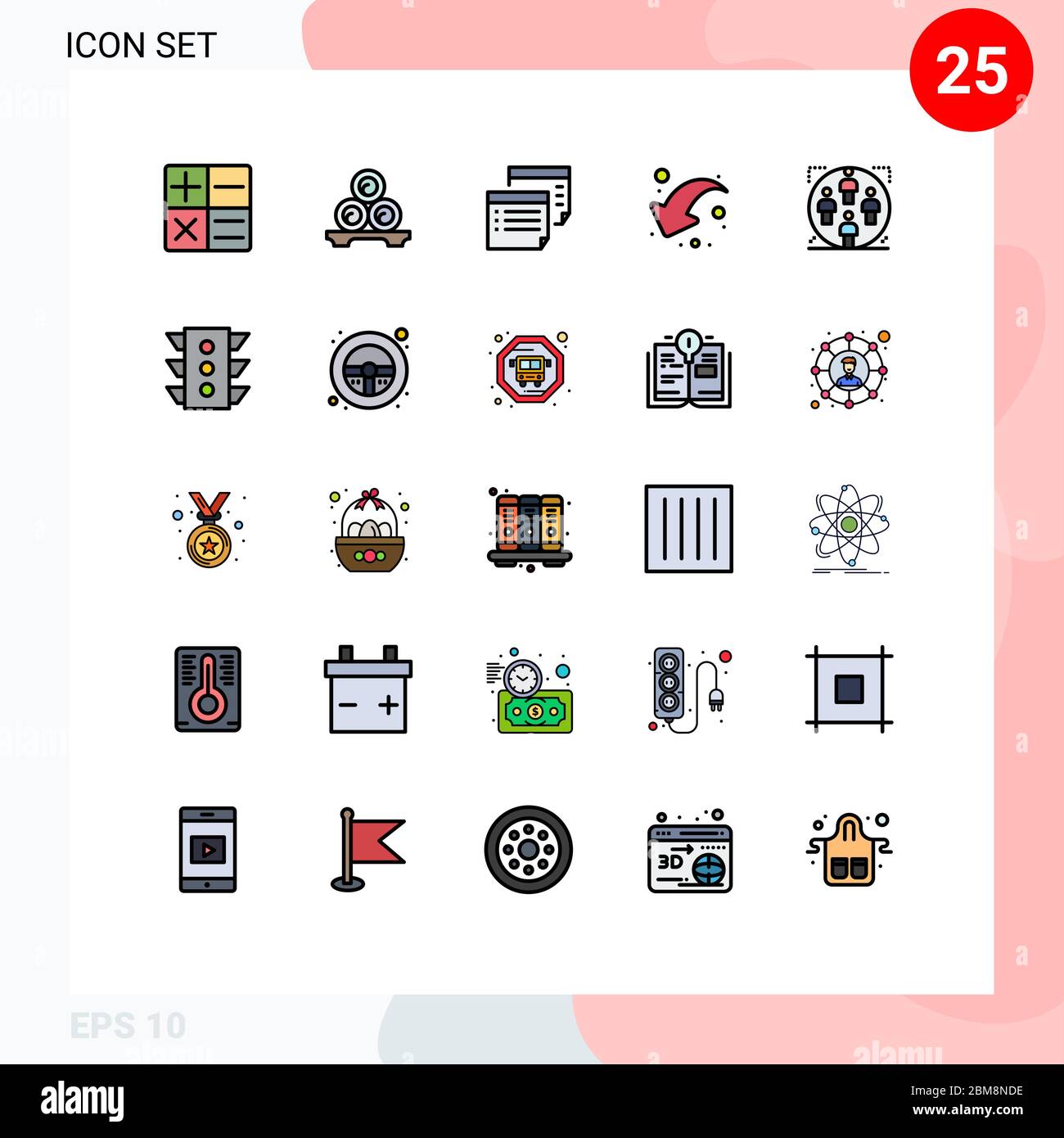 25 User Interface Filled line Flat Color Pack of modern Signs and ...