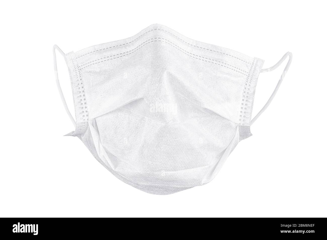 White realistic wear medical face mask front view. Isolated on white ...