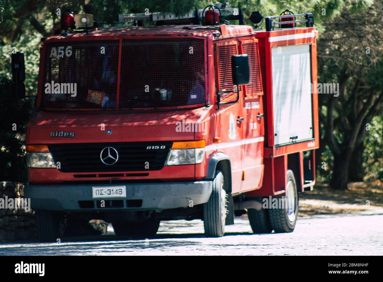 Athens Greece August 28, 2019 View of traditional Greek fire engine ...