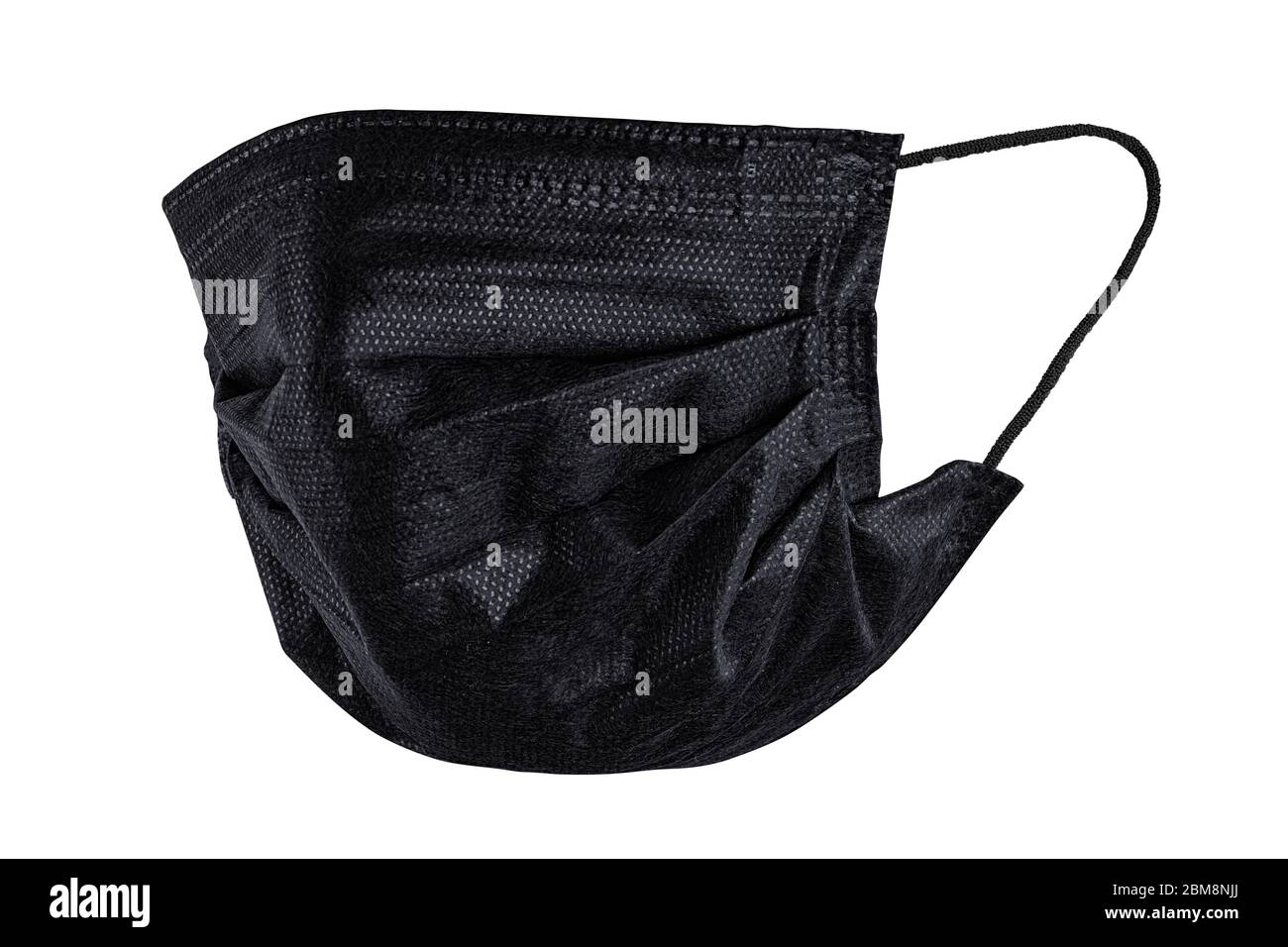 Black medical face mask three quarter view. Isolated on white, clipping ...