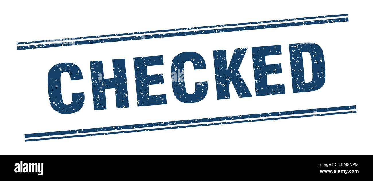 checked stamp. checked label. square grunge sign Stock Vector Image ...