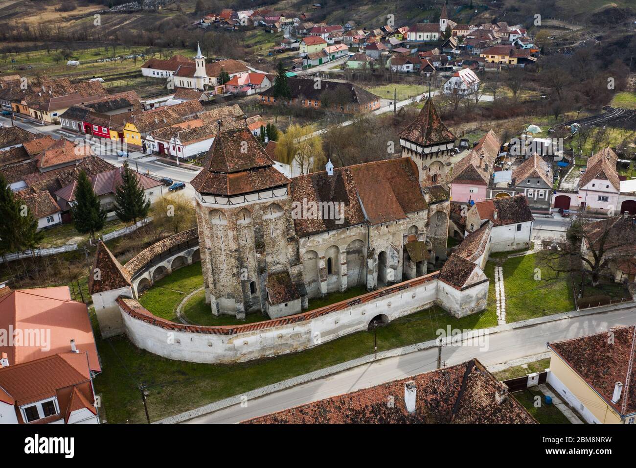 Transylvania medieval scenery with fortified churches. Valea Viilor ...