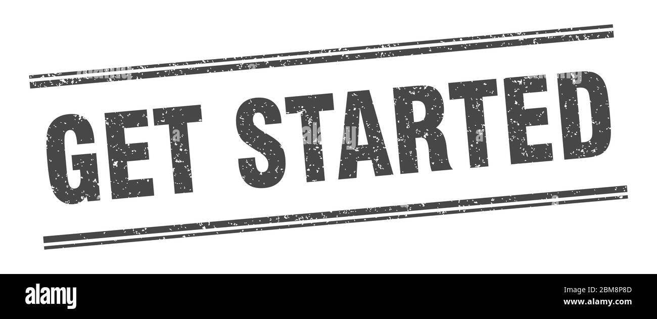 get started stamp. get started label. square grunge sign Stock Vector ...