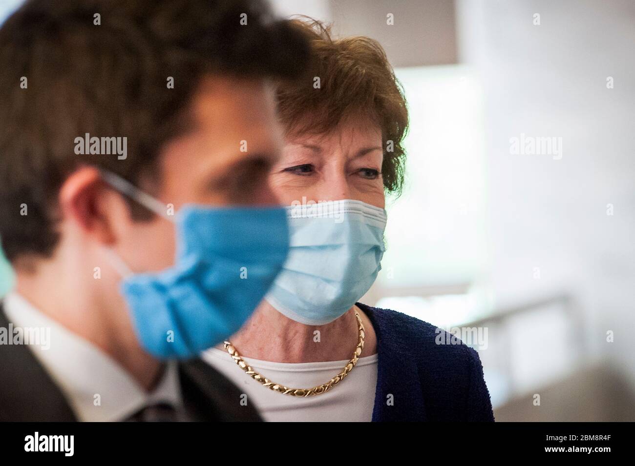 United States Senator Susan Collins (Republican of Maine) wears a ...