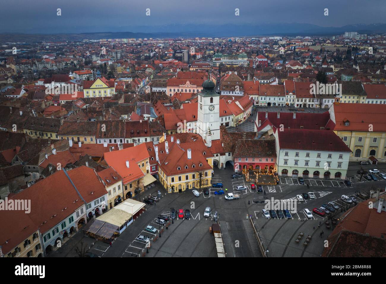 Sibiu, Romania. Large Square (Piata Mare) with the City Hall and ...