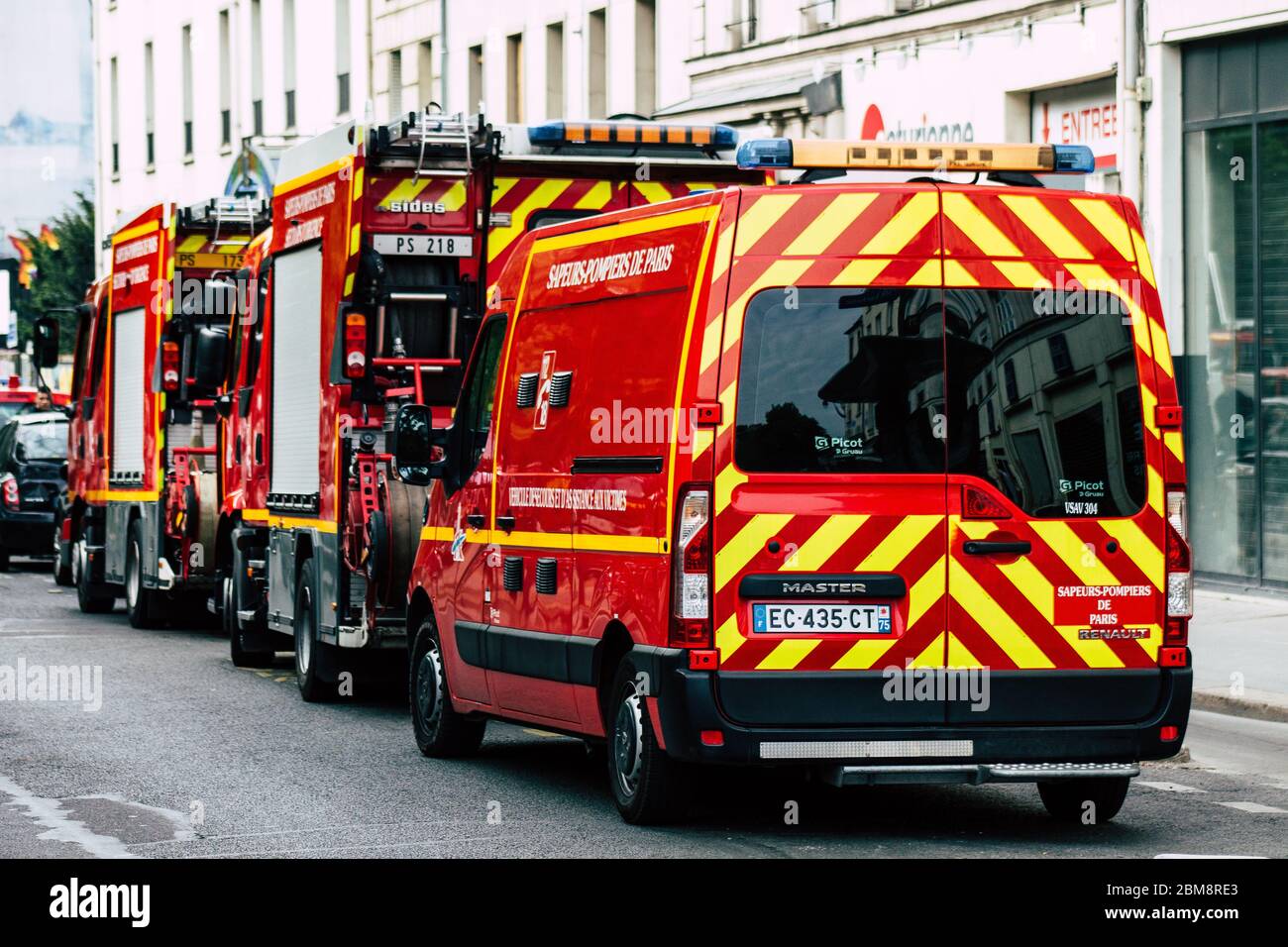 Paris France May 25, 2019 View of French fire engine parked in the ...